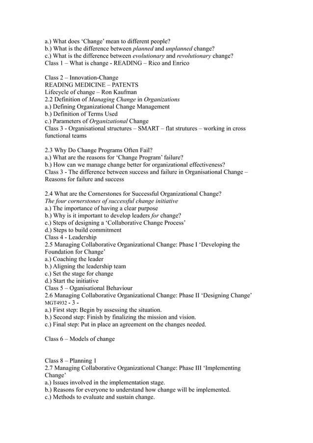 Syllabus - Change Management | PPT