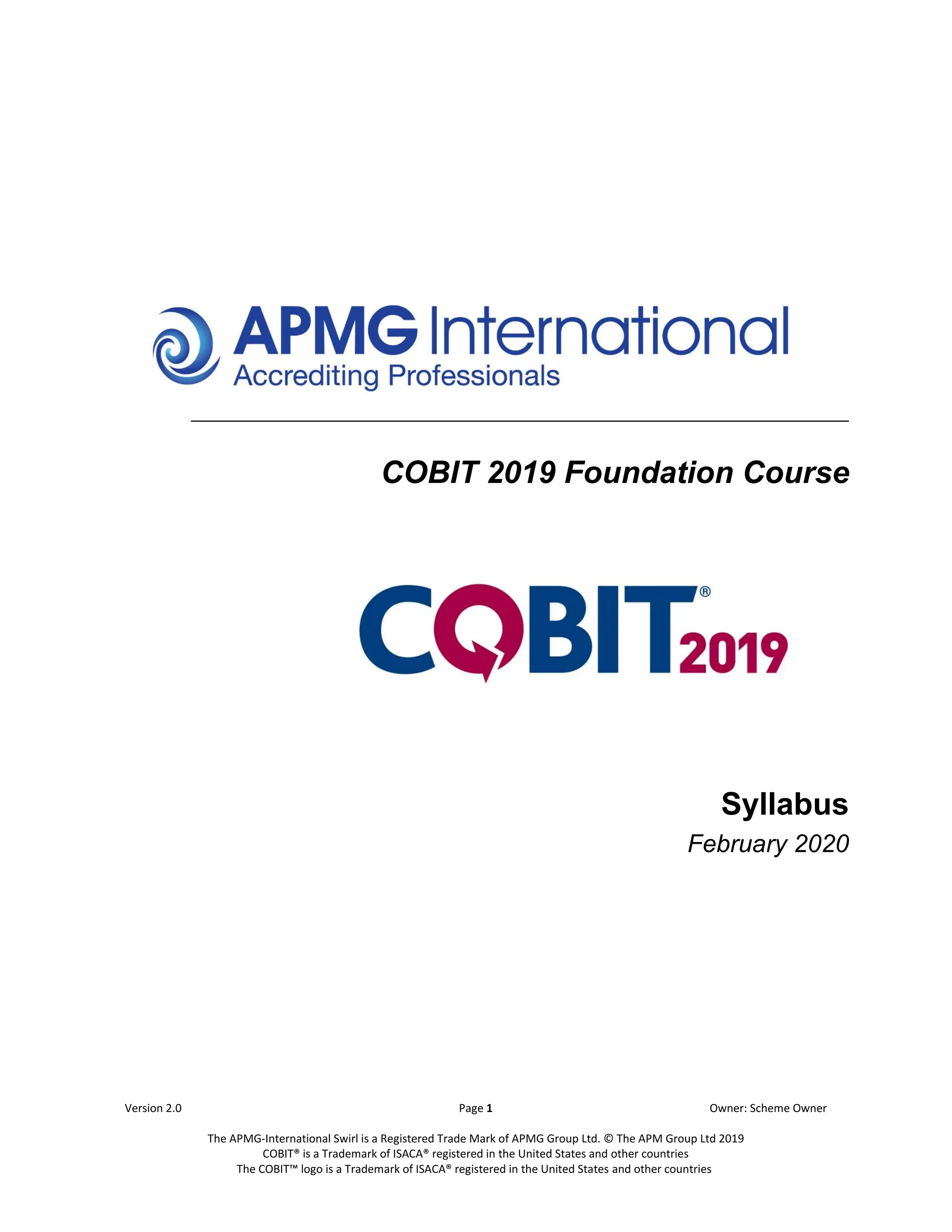 Syllabus Cobit 2019 Foundation En Pdf Training Pdf