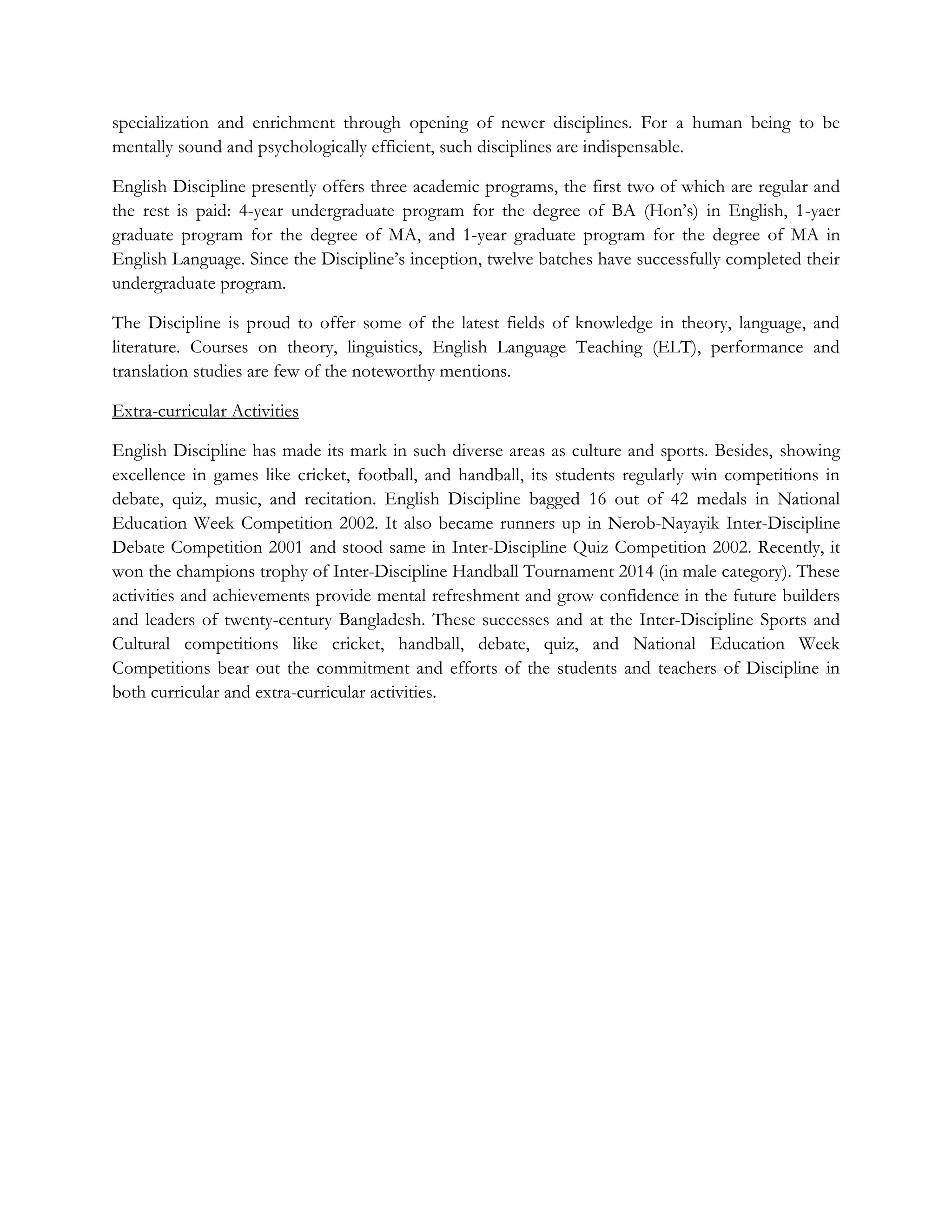 Full Syllabus: English Discipline Khulna University | PDF
