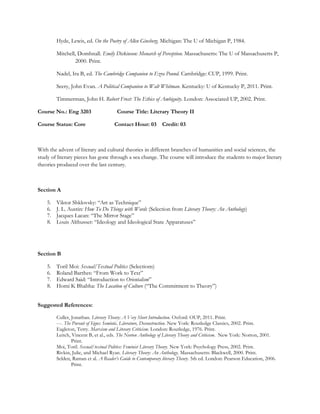 Full Syllabus: English Discipline Khulna University | PDF