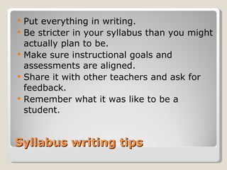 TA Workshop: The Syllabus | PPT