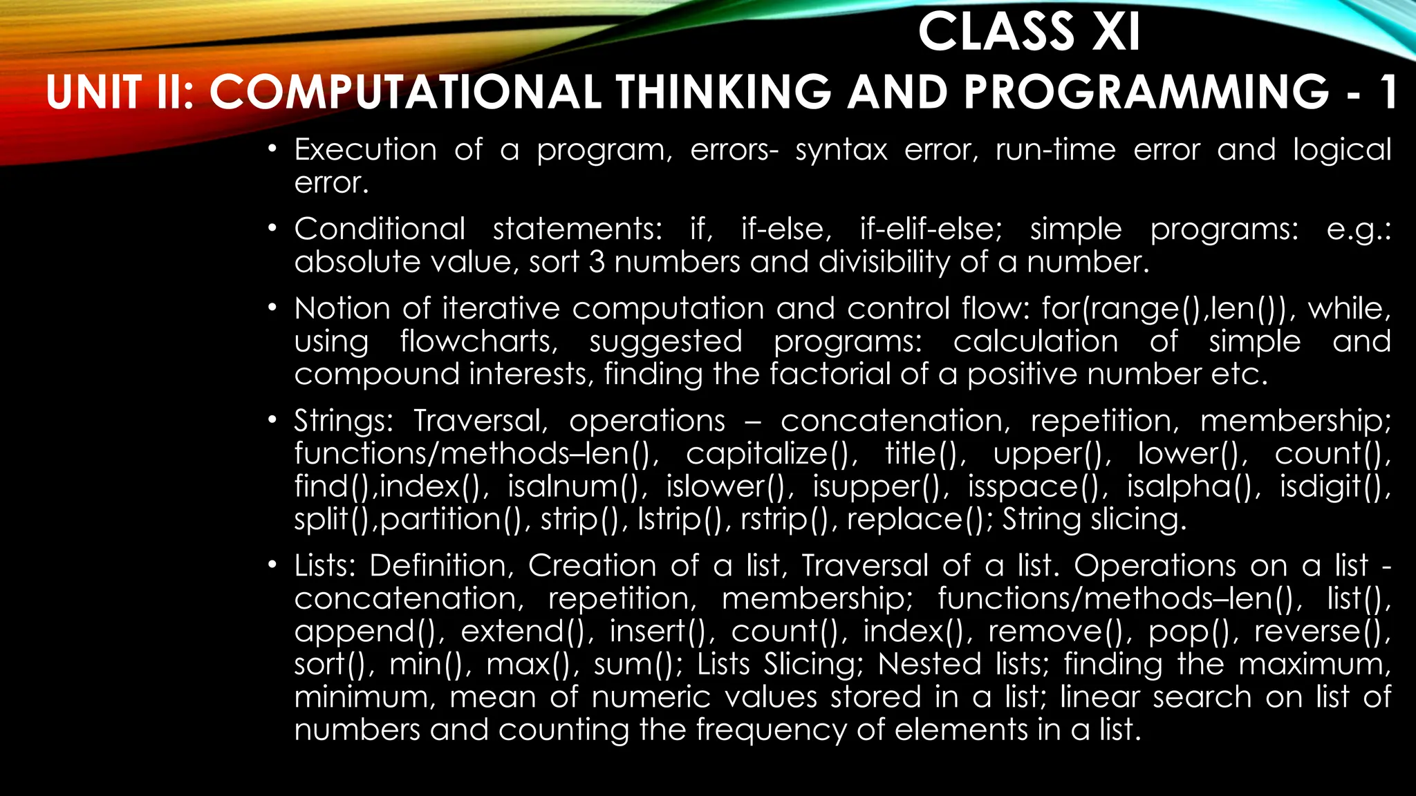 Python Syllabus for Class XI and XII school | PPTX