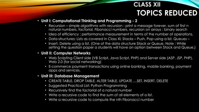 Python Syllabus for Class XI and XII school | PPT