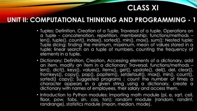 Python Syllabus for Class XI and XII school | PPT