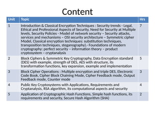 syllabus of information security for 6th semester | PPTX