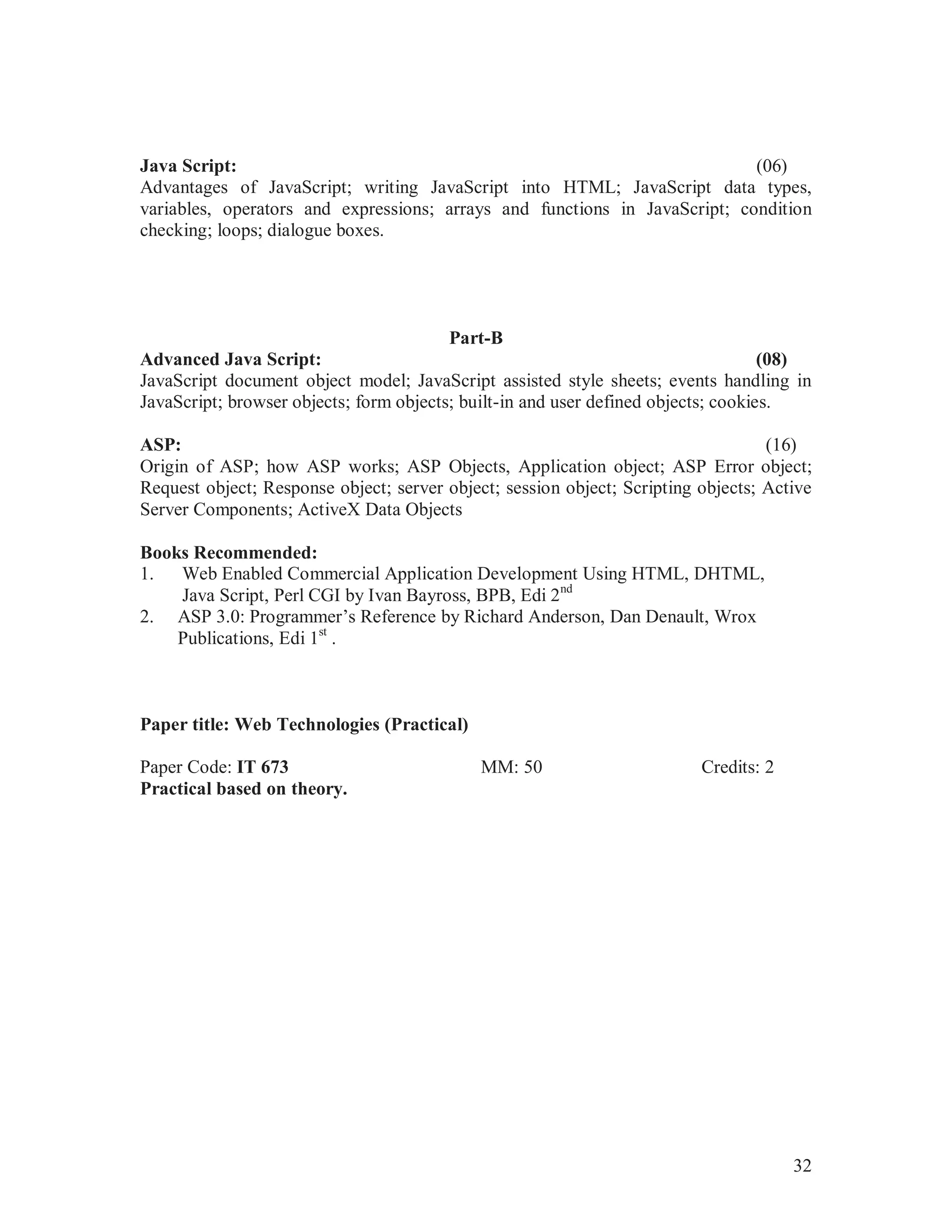 Syllabus 6th Sem Uiet Pu Pdf