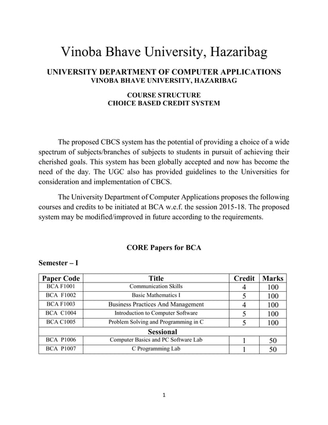 Syllabus bca 2017 | PDF