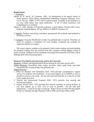 Syllabus Biology 495 Spring 06 | PDF