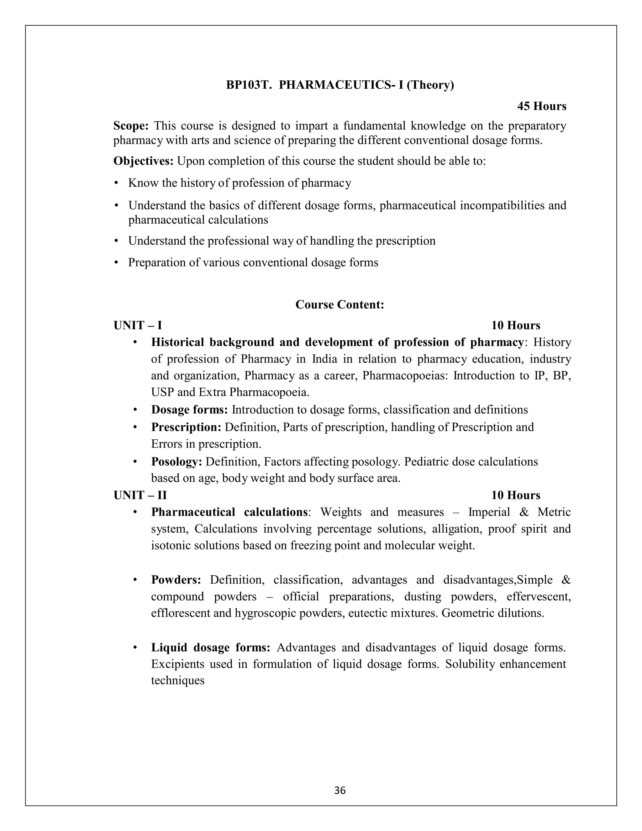 Syllabus b pharm | PDF