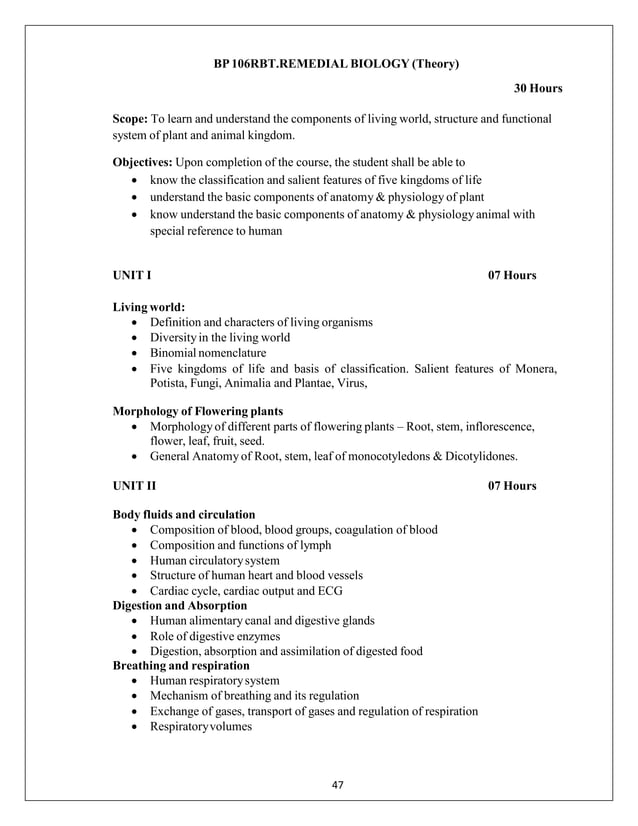 Syllabus_B_Pharm for b pharm student studing under Rajiv Gandhi University of Health and Science ...