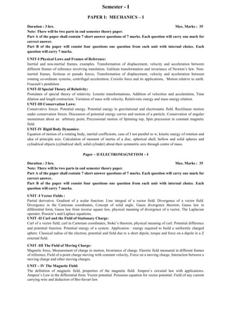 Syllabus bsc physics | PDF | Education