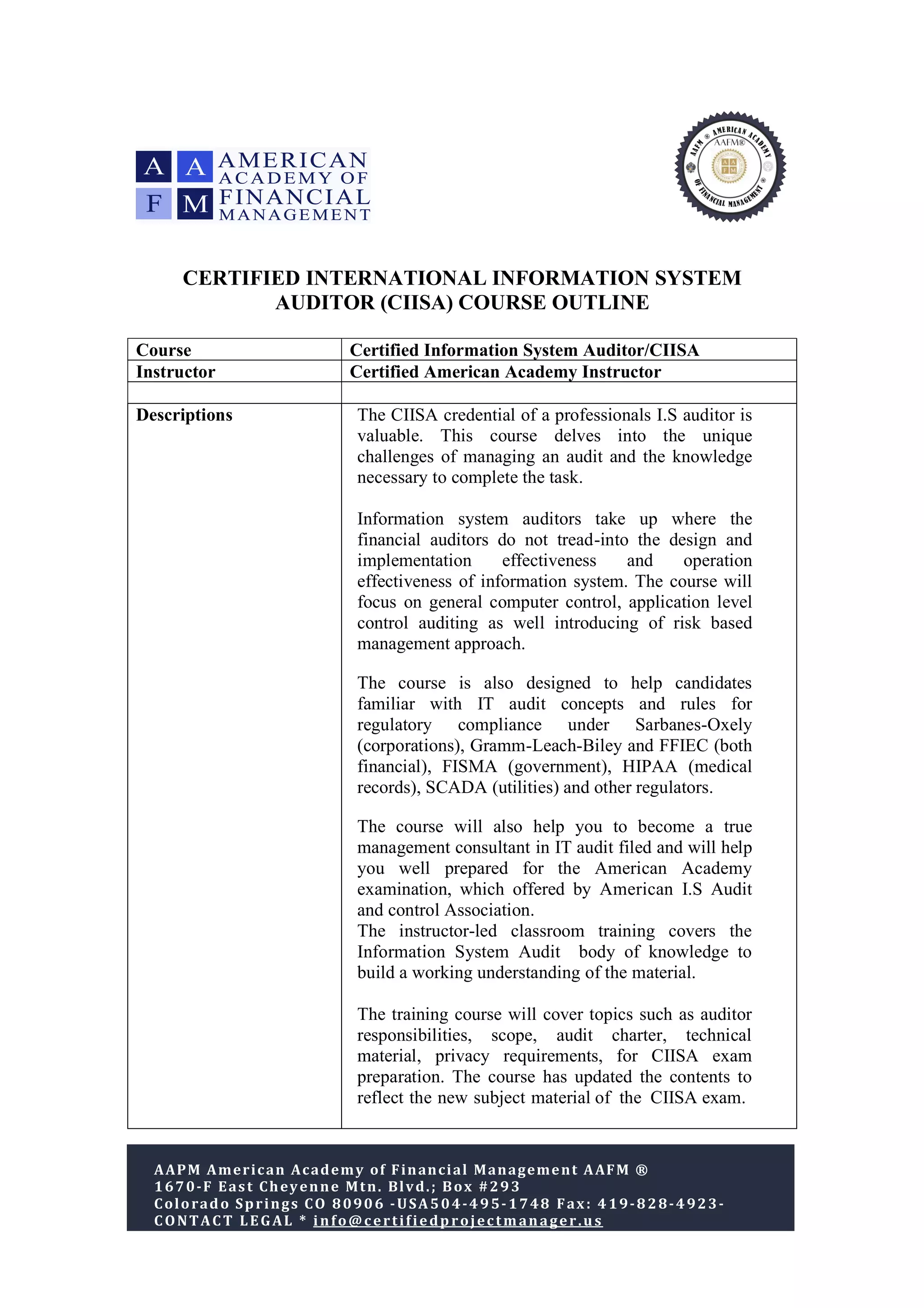 Syllabus CIISA ( Certified Internasional Information System Auditor ).pdf | IT and Internet ...