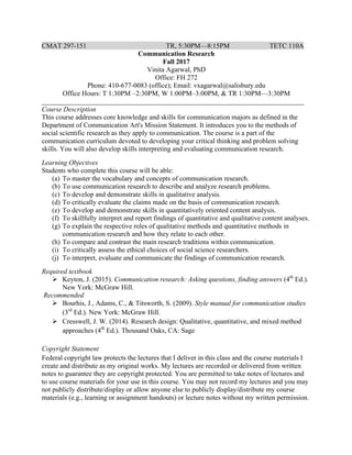 Communication Research Methods Syllabus | PDF