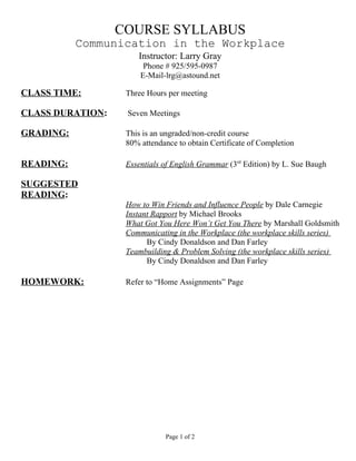 Syllabus Communication Class | DOC