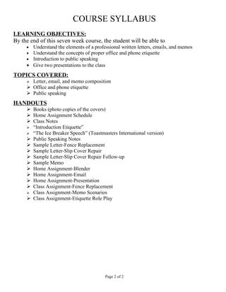 Syllabus Communication Class | DOC