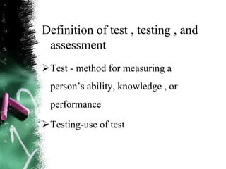 Testing and Assessment | PPTX