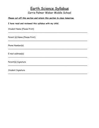Syllabus earth science | DOC