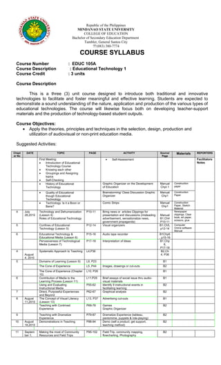 Syllabus (edtech 105 a realingment of reports) | DOC