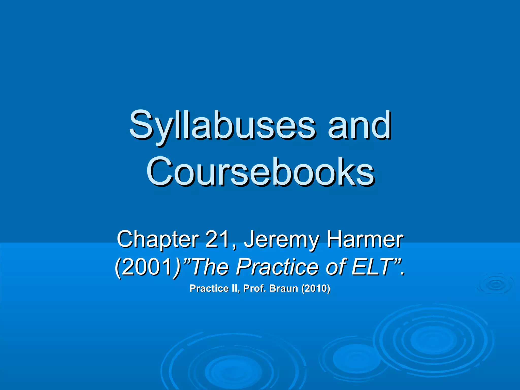 Syllabuses and coursebooks | PPT