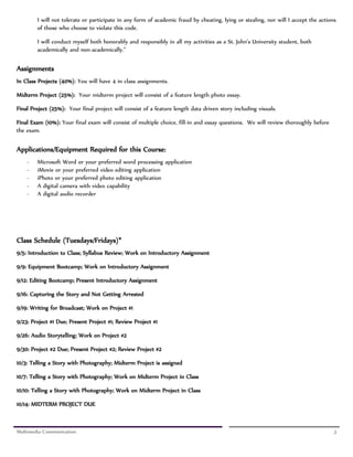 Multimedia Communications Syllabus_SJU_2014TF | PDF