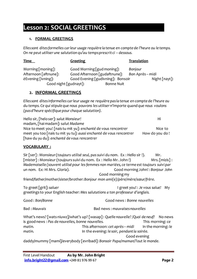 ENGLISH SYLLABUS FOR BEGINNERS | DOCX