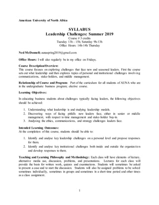 Syllabus for accelerated leadership course | DOCX | Business Expos ...