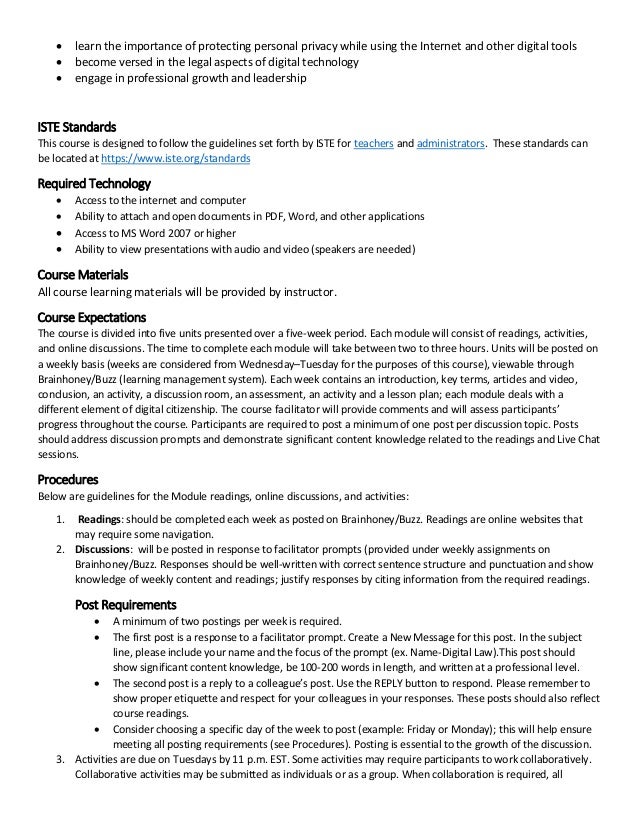 Syllabus for digital citizenship