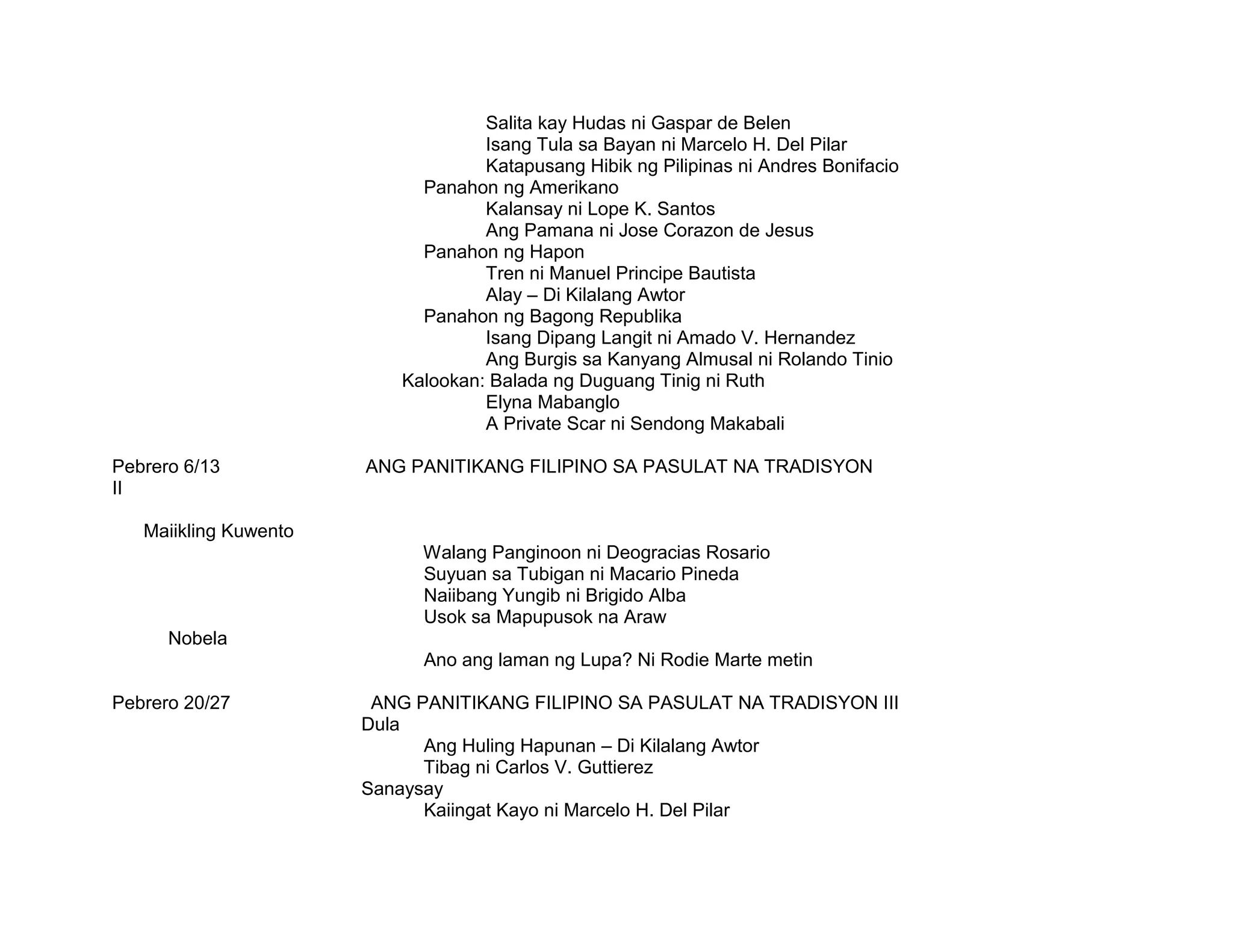 SYLLABUS FOR PANITIKANG FILIPINO.docx