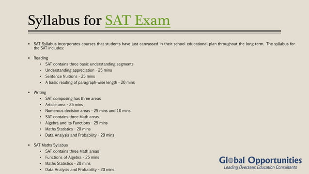 Syllabus for SAT Exam | PPTX | Educational Assessment | Education