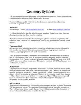 Geometry Syllabus | DOC