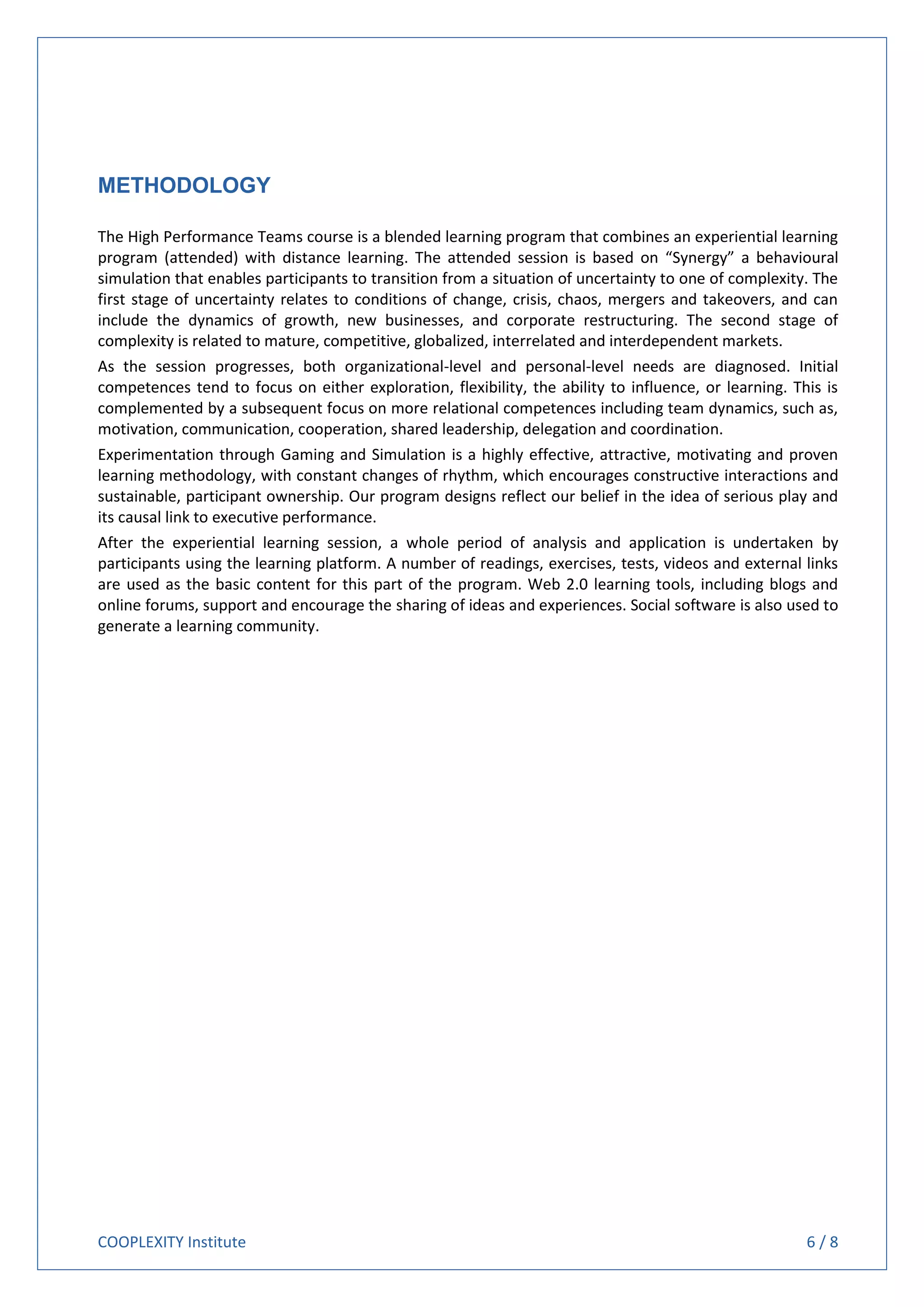 Syllabus High Performance Teams Certification | PDF