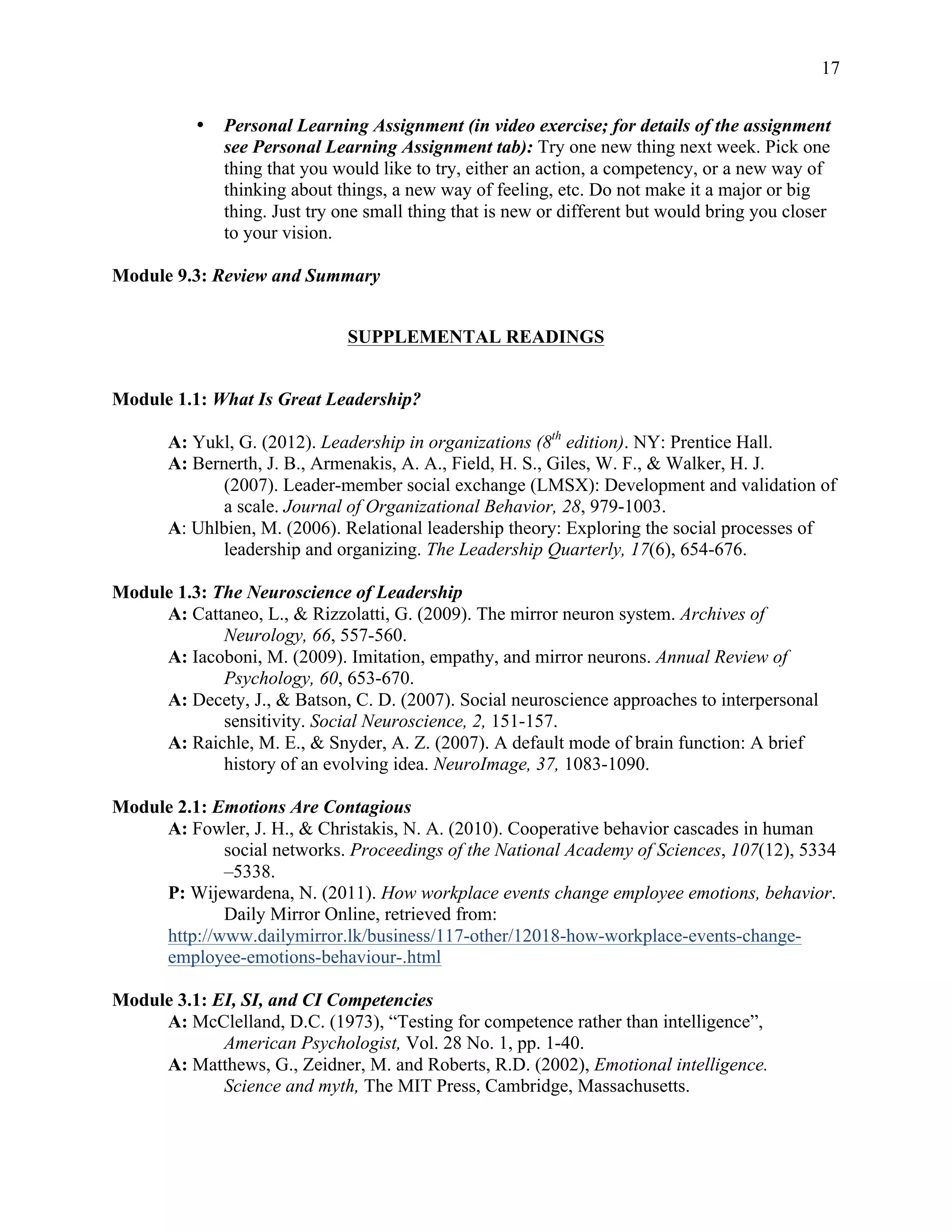Syllabus inspiring leadership through emotional intelligence | PDF