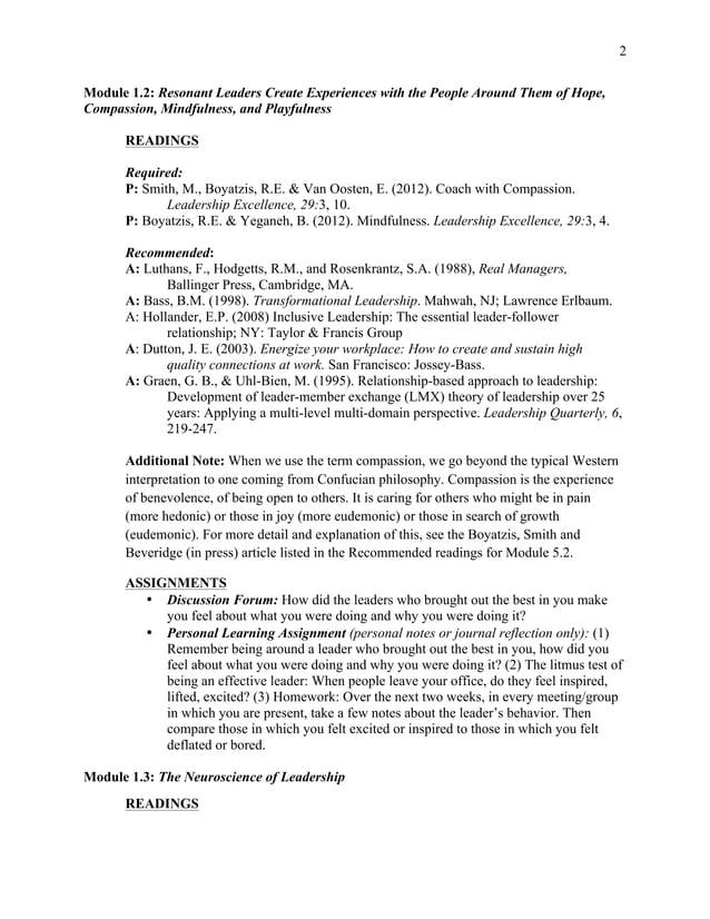 Syllabus inspiring leadership through emotional intelligence | PDF ...