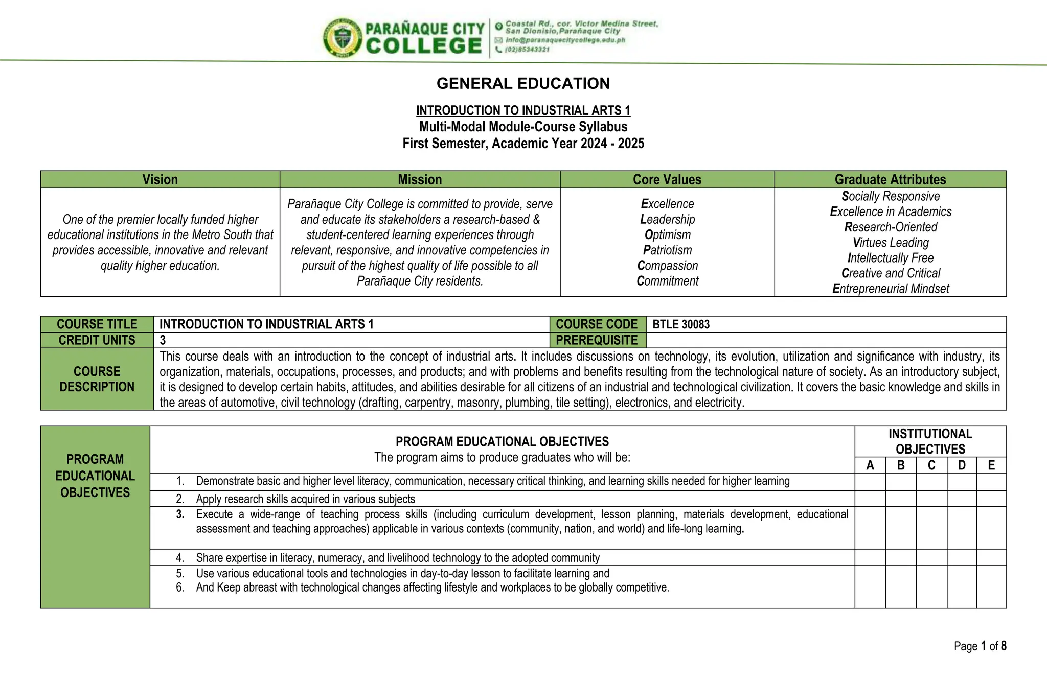 SYLLABUS INTRODUCTION TO INDUSTRIAL ARTS (IA).docx