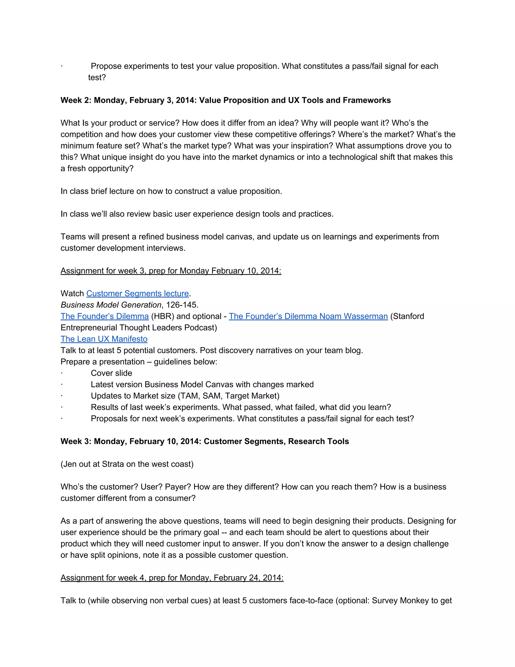 Syllabus Lean LaunchPad NYU ITP | PDF