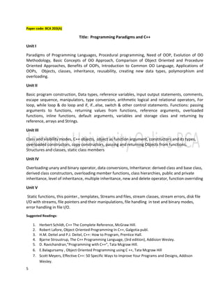 Syllabus of BCA Second Year JAMMU University | PDF