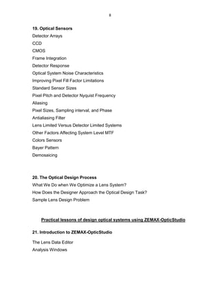 Course Design Imaging Systems in Visual Range using ZEMAX | PDF