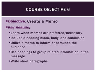 Professional and Technical Writing Objectives | PPT