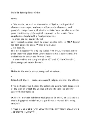 Syllabus Section IV Music Essay and AssignmentsThe Music E.docx