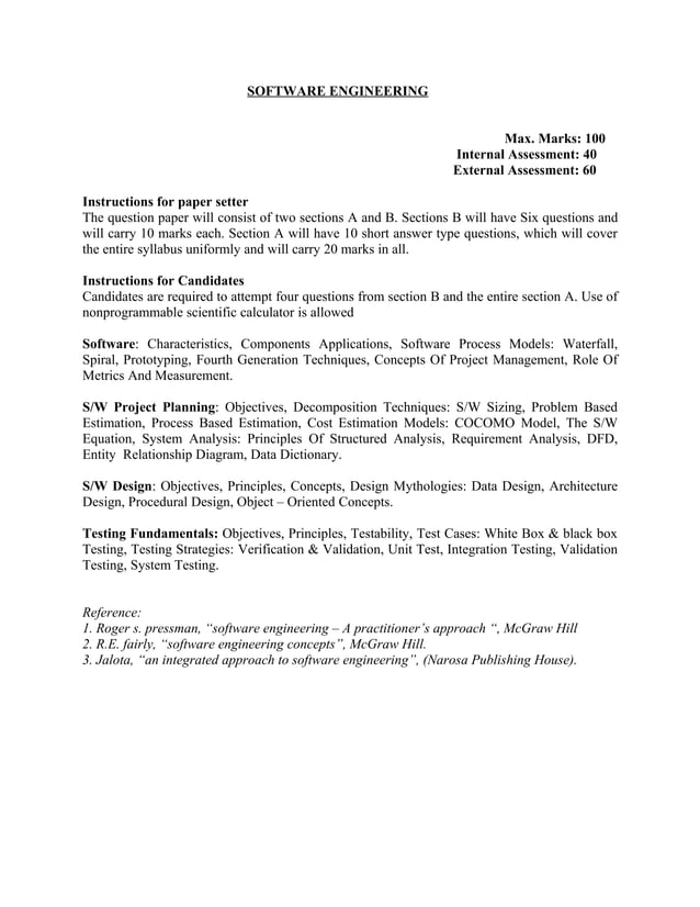 Syllabus Software Engineering Pdf