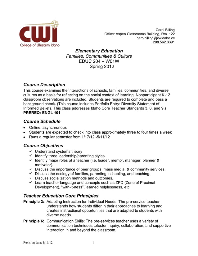 Syllabus SP12 EDUC 204 | PDF