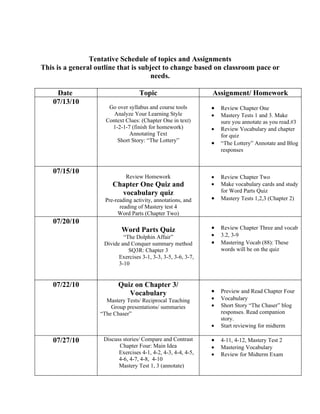 Syllabus summer 2 | PDF