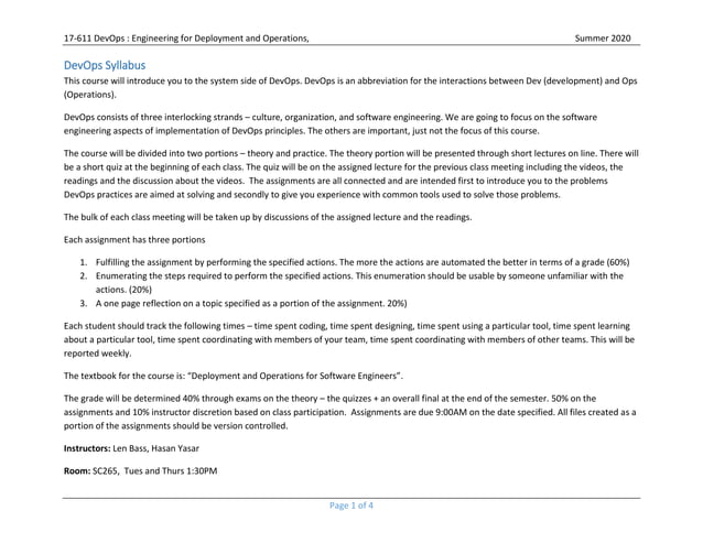 DevOps Syllabus summer 2020 | PPT