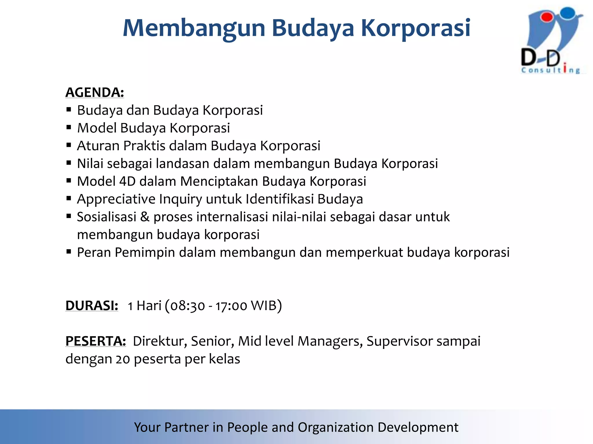 Syllabus training dd consulting budaya korporasi | PPT