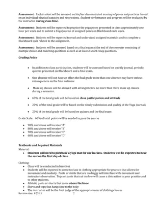 Syllabus, yoga 2013 001 | PDF