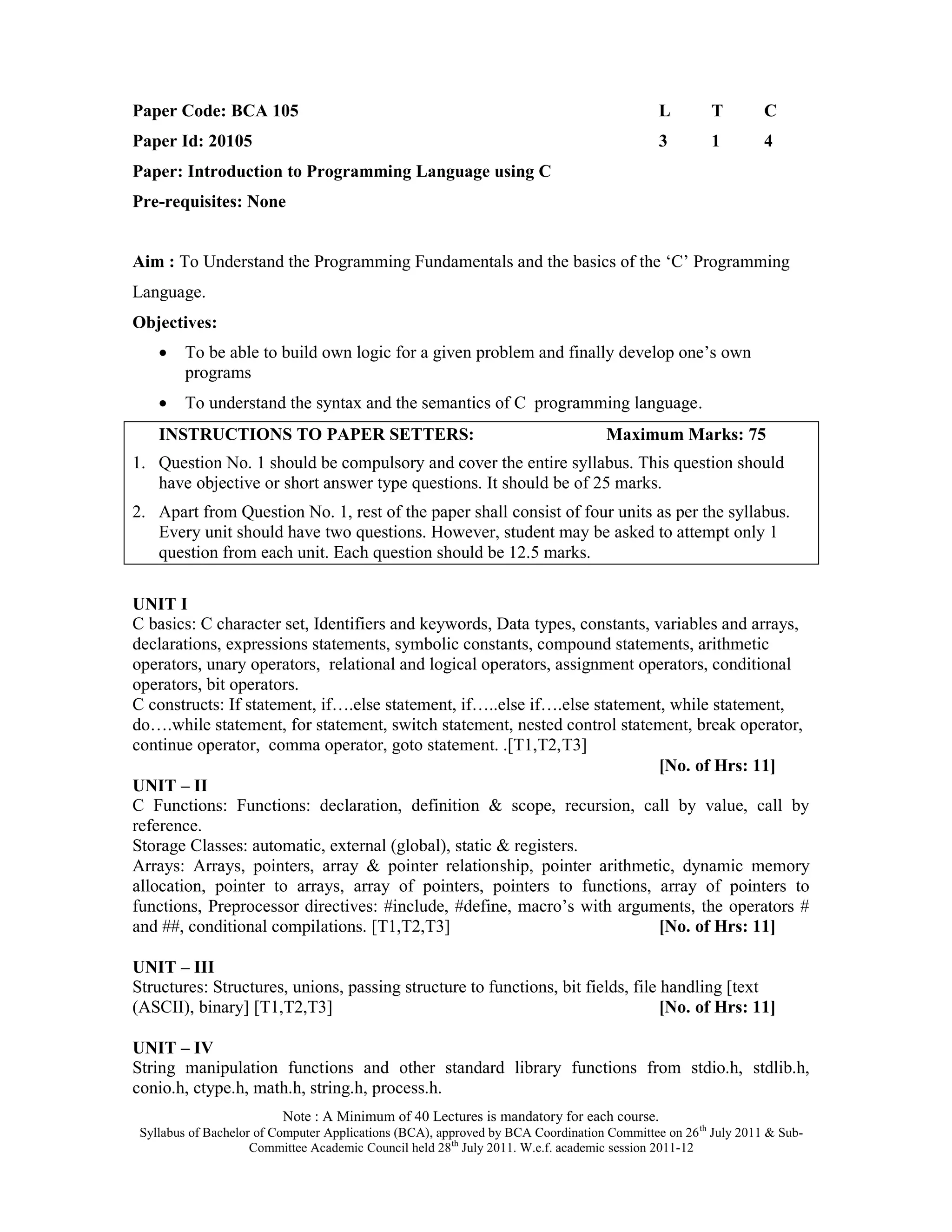 BCA GGSIPU NEW SYALLBUS | PDF