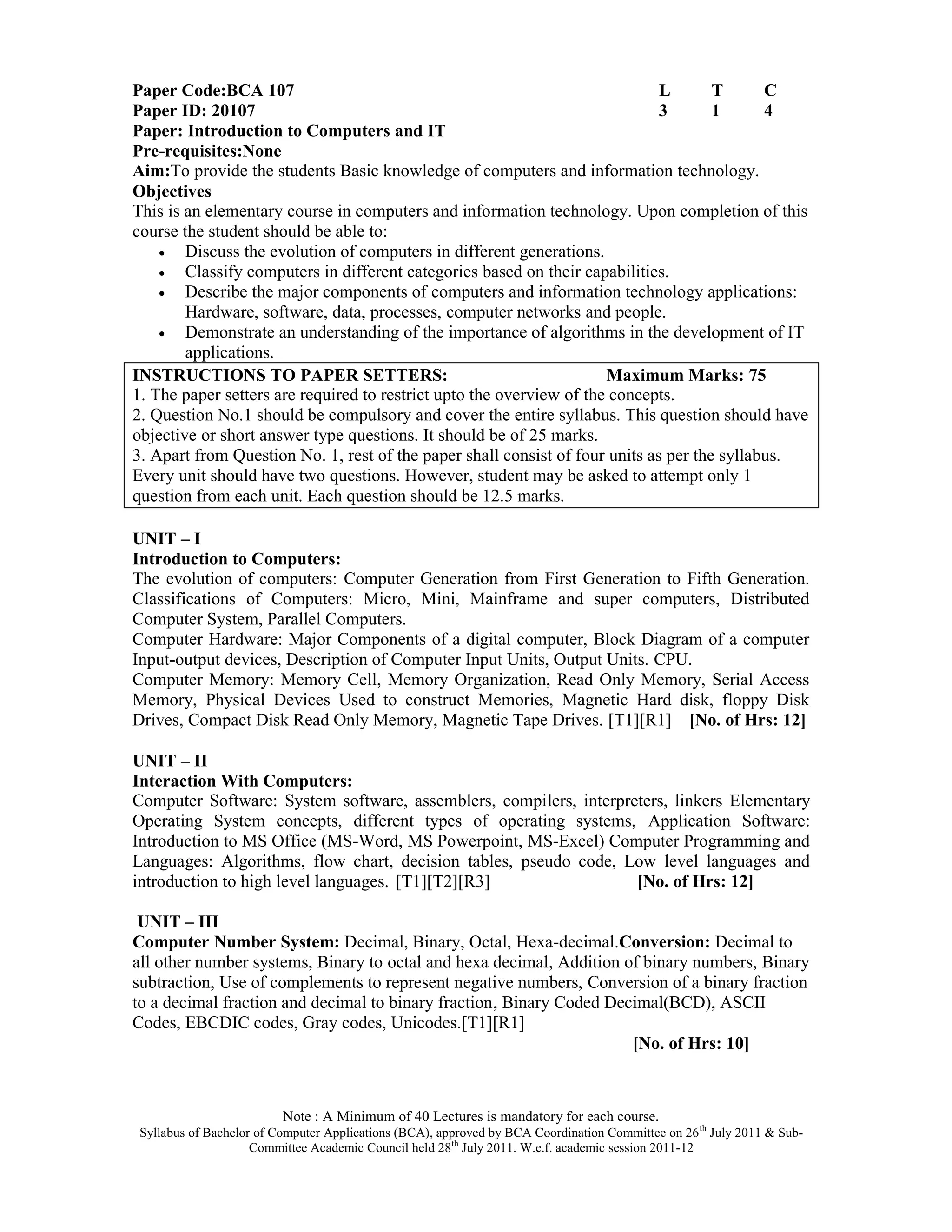 BCA GGSIPU NEW SYALLBUS | PDF