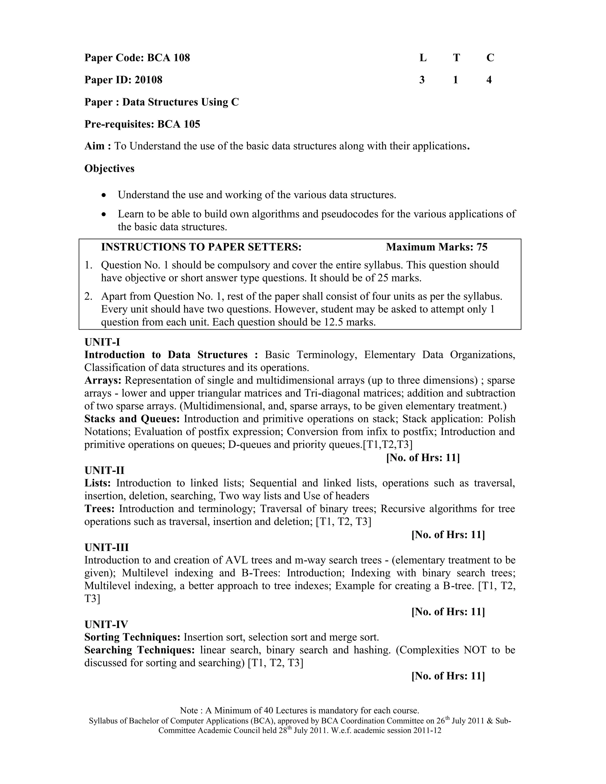 BCA GGSIPU NEW SYALLBUS | PDF