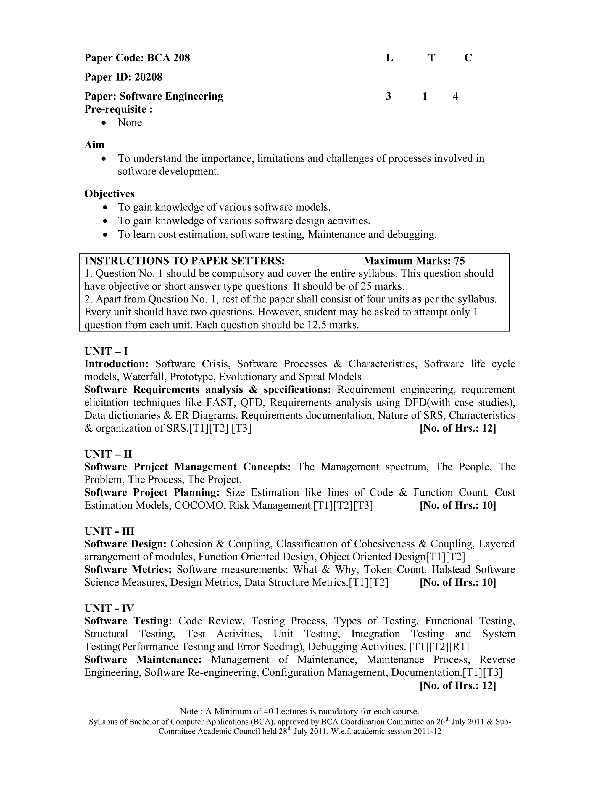 BCA GGSIPU NEW SYALLBUS | PDF