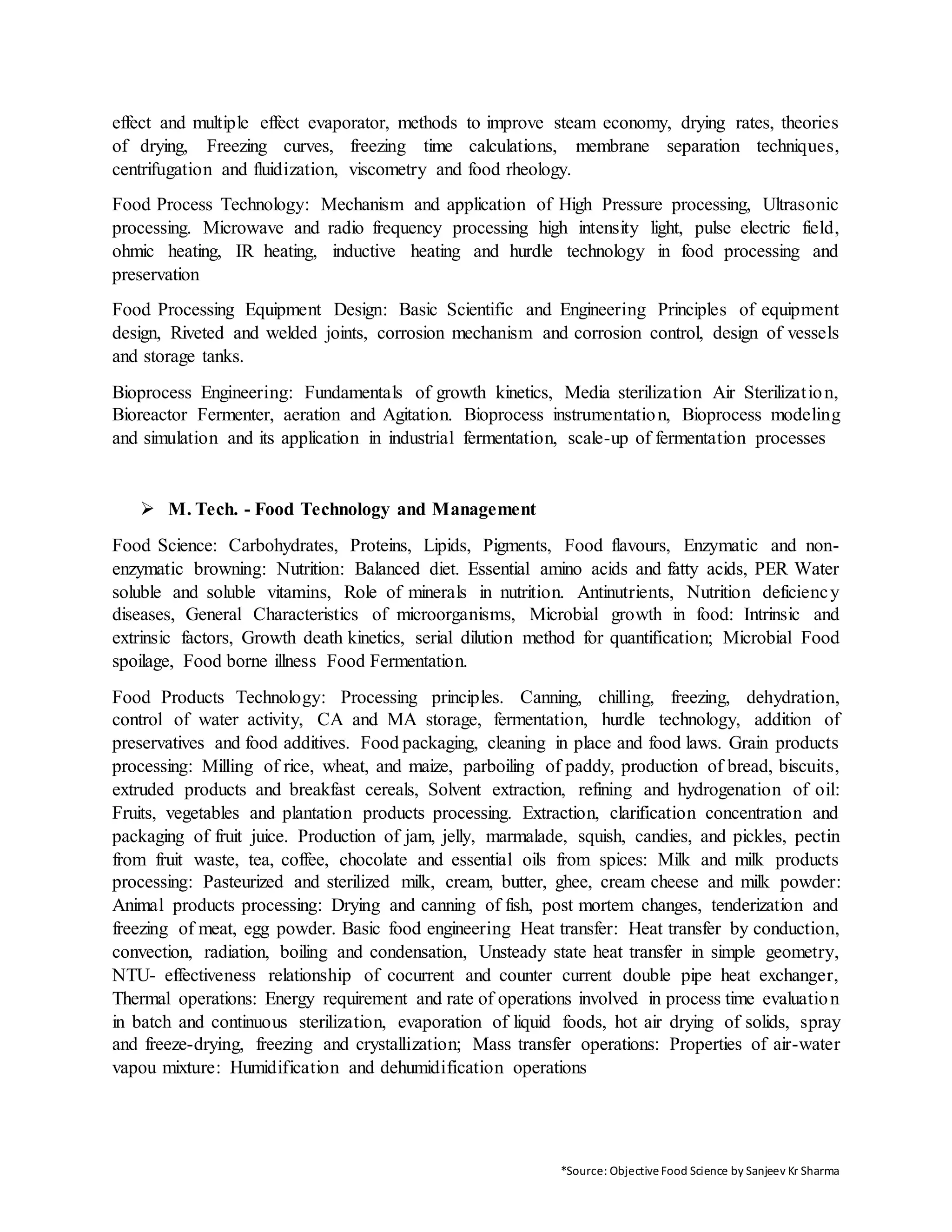 M Tech. Entrance Syllabus NIFTEM | DOCX